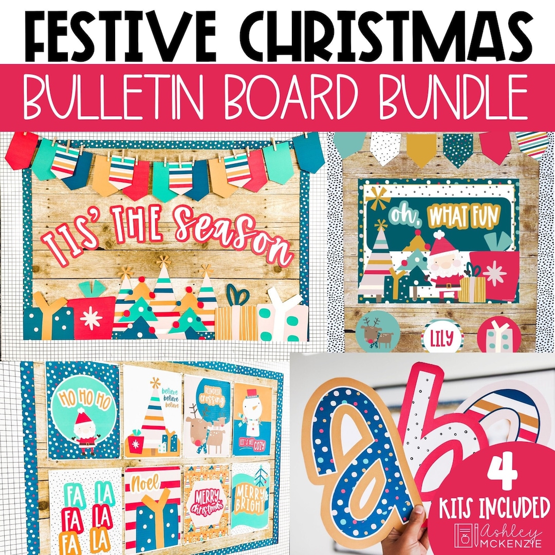 Festive Christmas Holiday Classroom Decor, Bulletin Board Kit ...