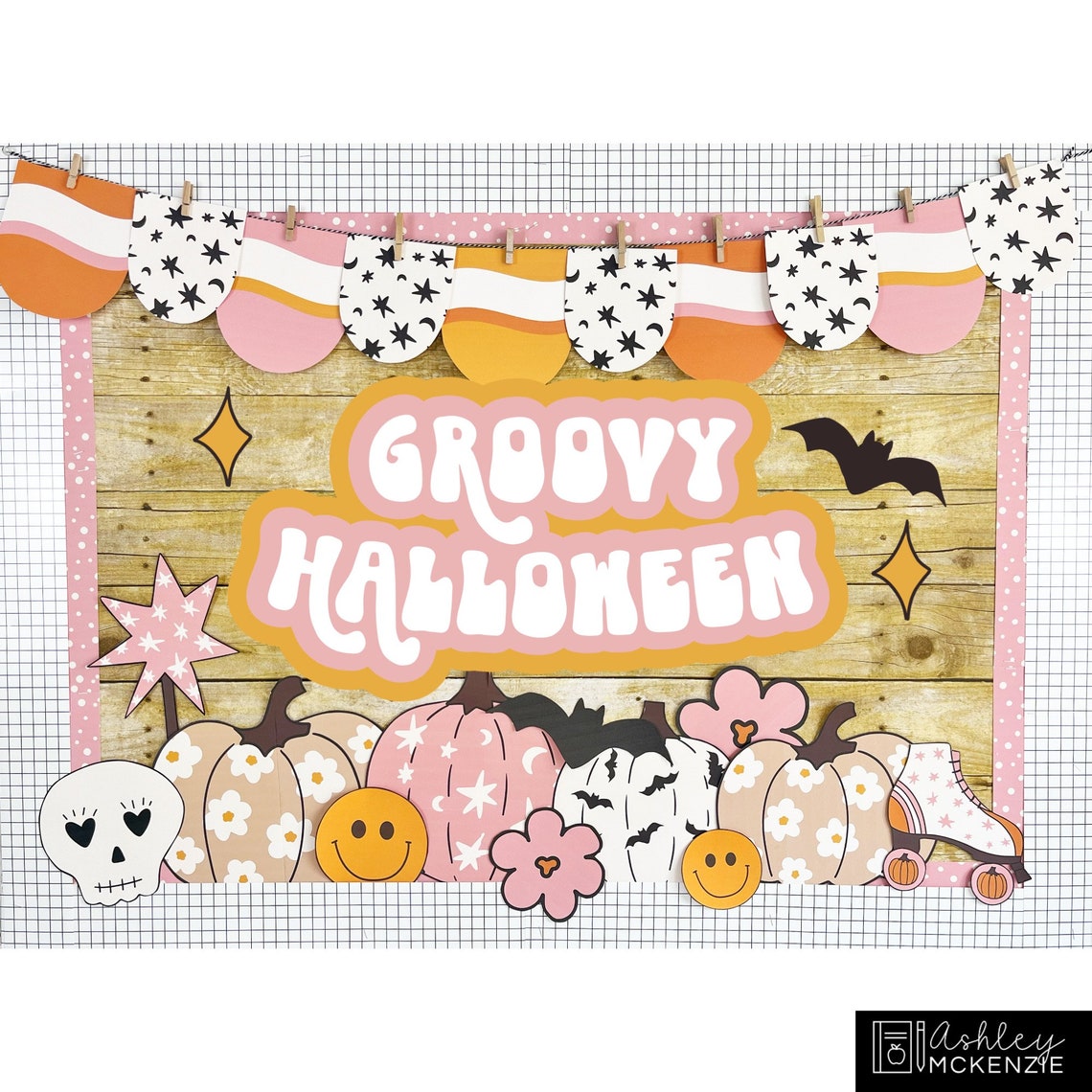 Retro Halloween Classroom Decor Seasonal Bulletin Board Kit - Etsy