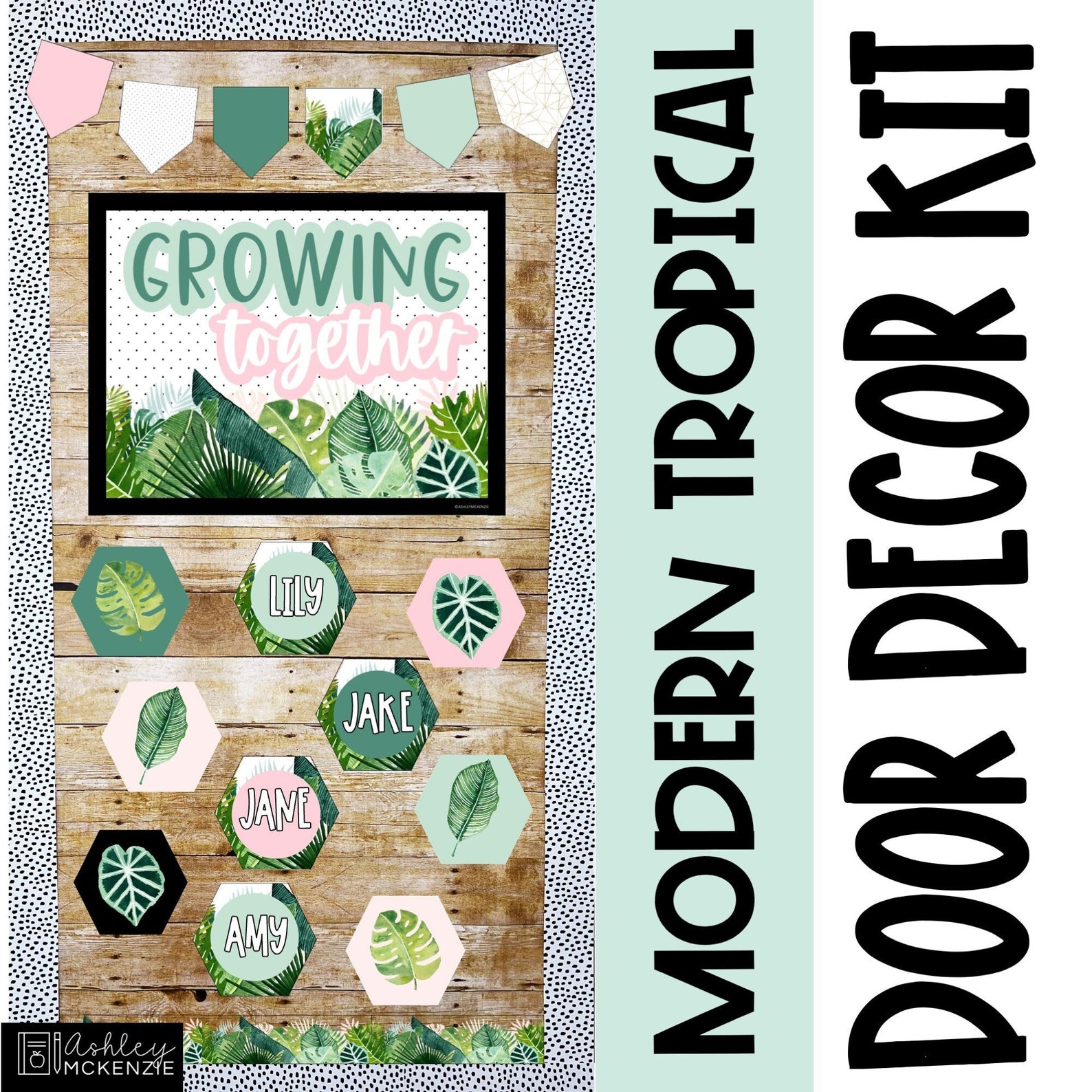 Modern Tropical Classroom Door Decor Kit, Back to School, Easy and ...
