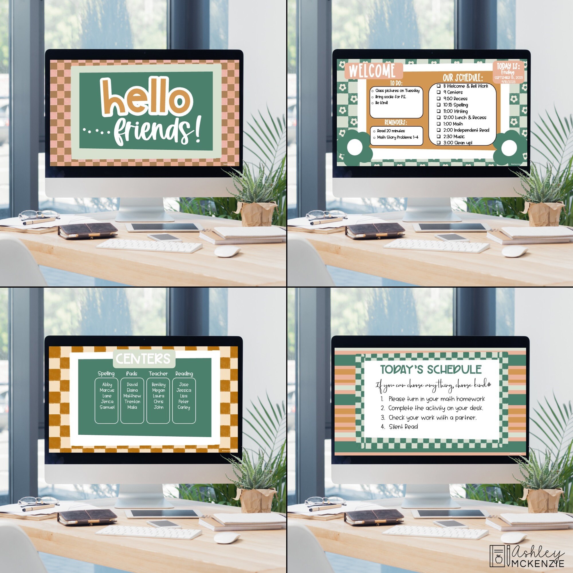Modern Checkered Google Slides and Powerpoint Templates, Calm Class ...