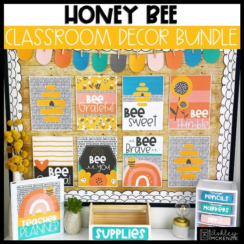 Honey Bee Classroom Decor Bundle Easy and Modern Classroom | Etsy