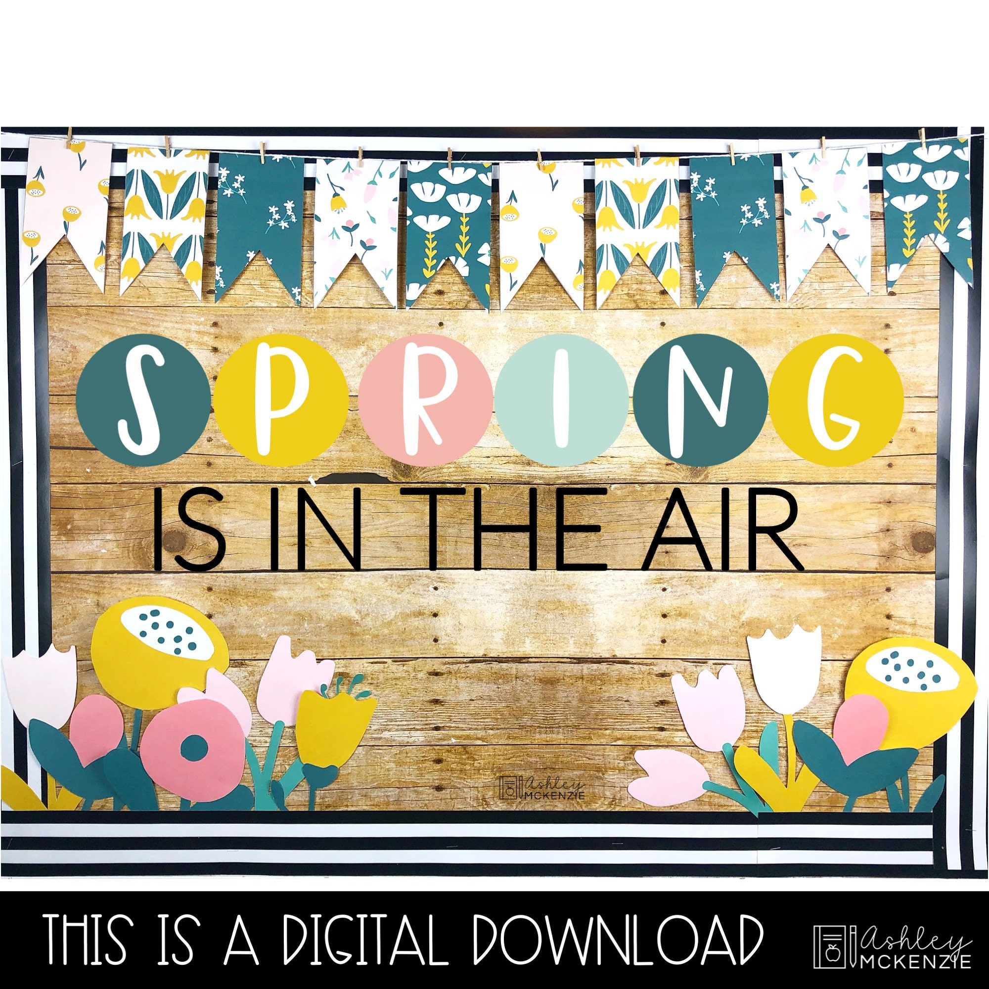 Spring Blooms Bulletin Board March Door Decor, Vintage Flowers Theme ...