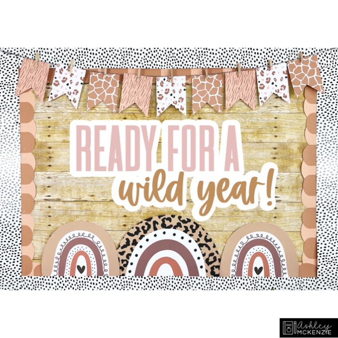 Animal Print Back to School Bulletin Board Kit Boho Neutral - Etsy