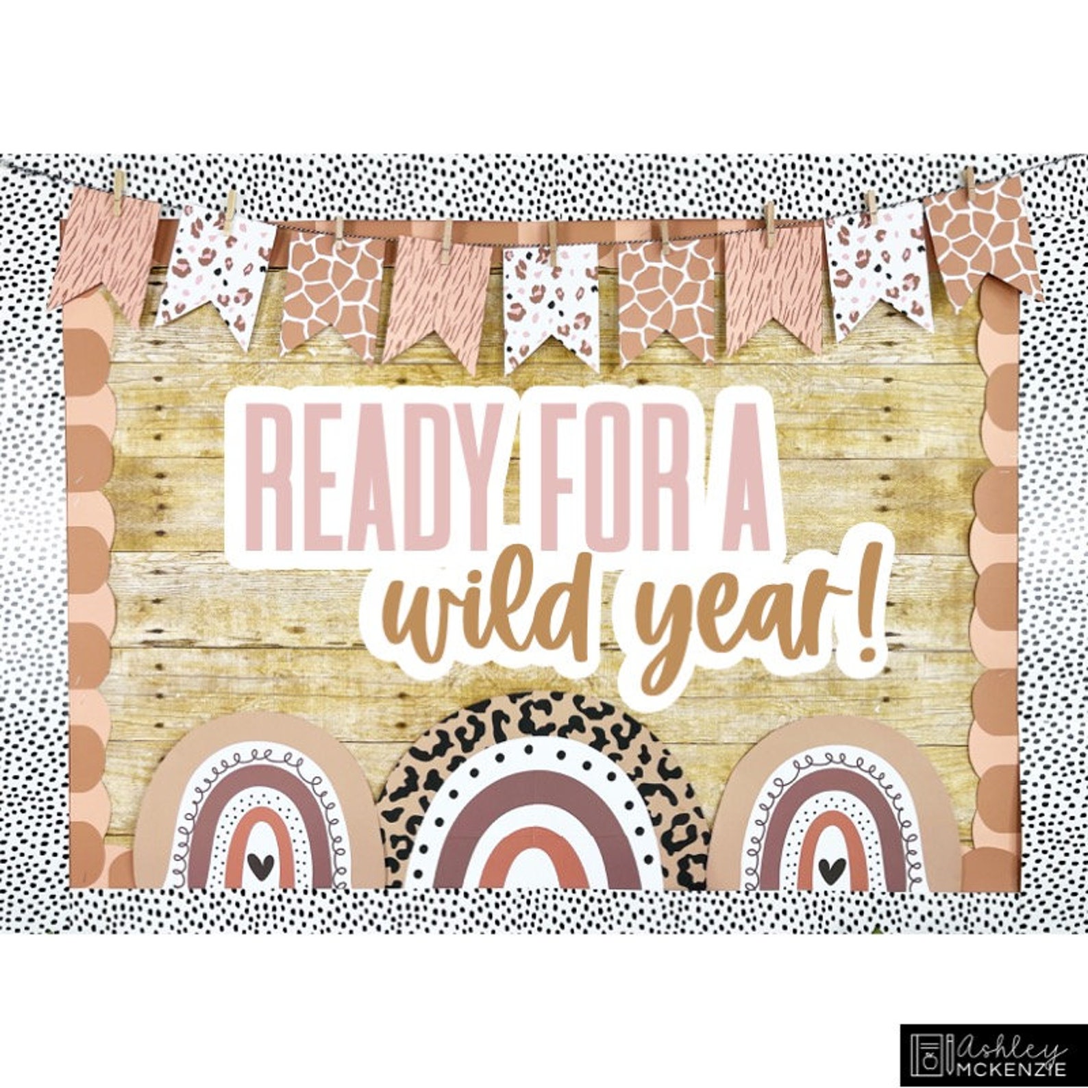 Animal Print Back to School Bulletin Board Kit Boho Neutral - Etsy