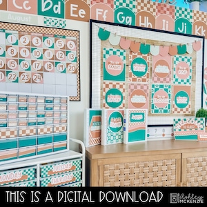 Modern Gingham Checkered Themed Classroom Decor Bundle, Editable ...