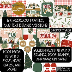 Modern Christmas Classroom Decor, Bulletin Board Kit, Classroom Posters ...
