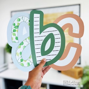 Modern Greenery Bulletin Board Letters Calming Classroom Decor A-Z ...
