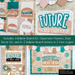 Modern Plaid Back to School Classroom Decor, Bulletin Board Kit ...
