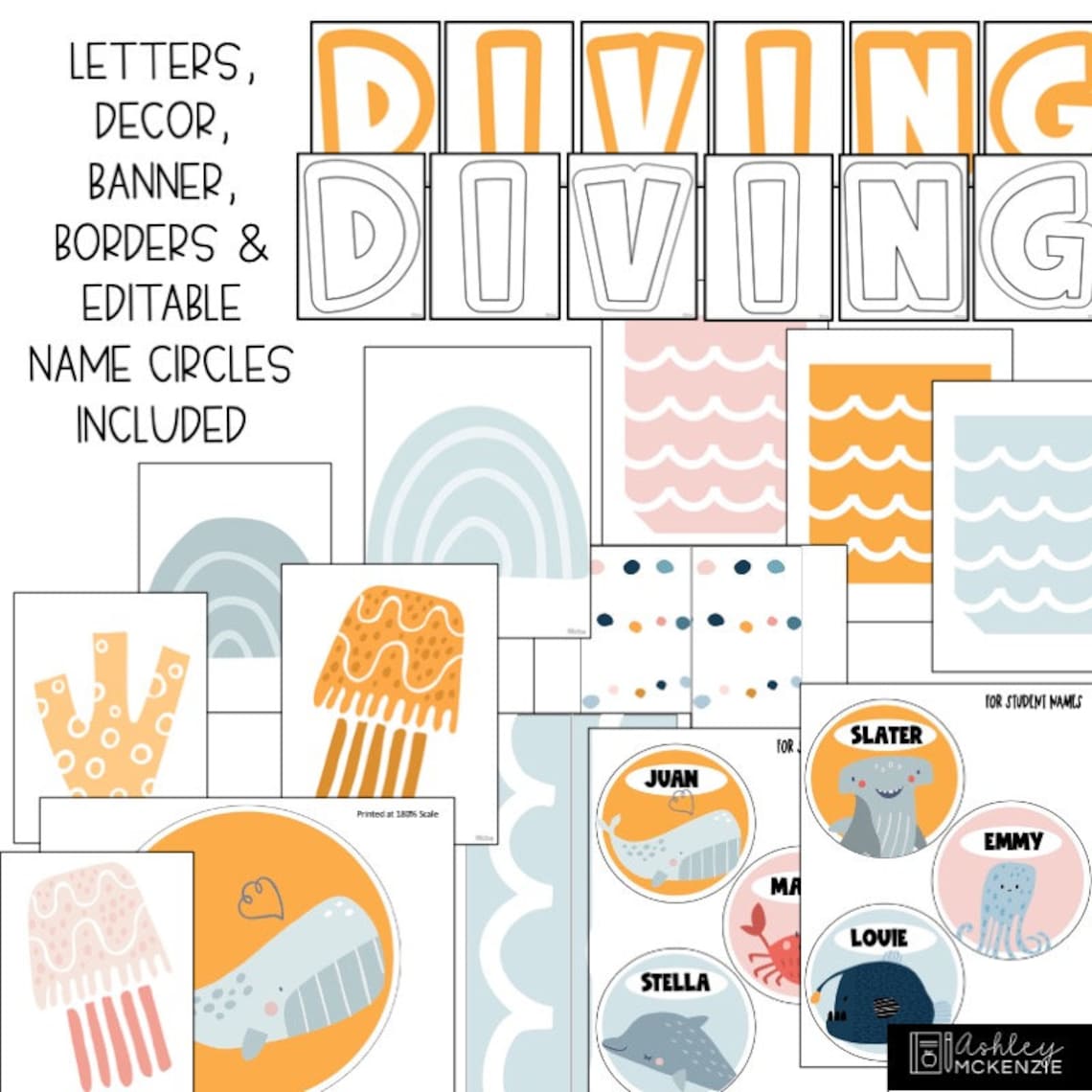 Boho Ocean Back to School and End of Year Bulletin Board Kit, Easy and ...