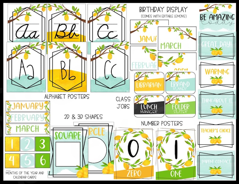 Lemon Classroom Decor Bundle Easy and Modern Classroom - Etsy