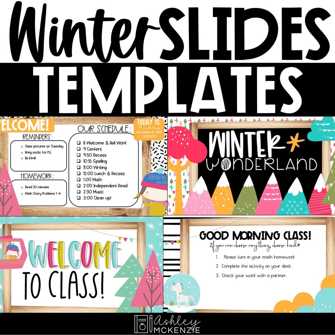 Winter Google Slides and Powerpoint Templates, Holiday Decor, Digital ...
