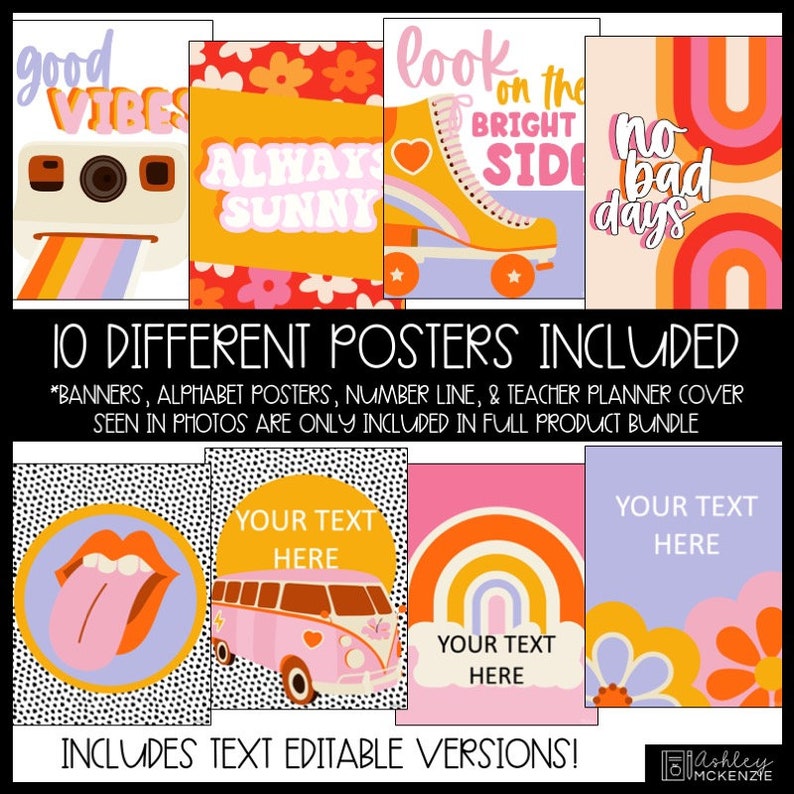 Retro Classroom Posters Retro Vibes Theme Easy and Modern | Etsy