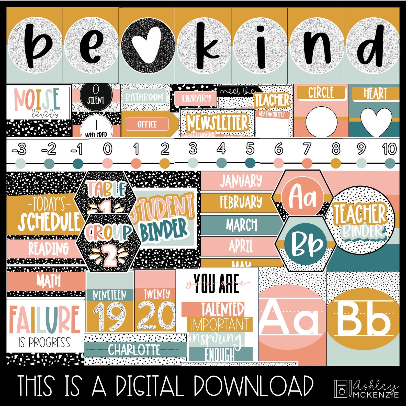 Calm Terrazzo Classroom Decor Bundle Editable Calm Colors - Etsy