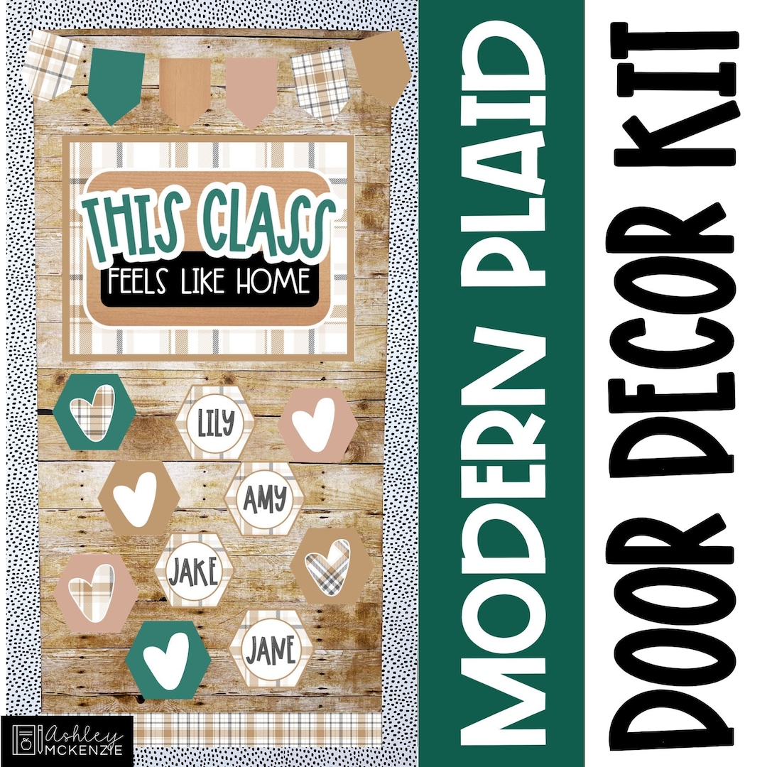 Modern Plaid Classroom Door Decor Kit, Back to School, Easy and Modern ...