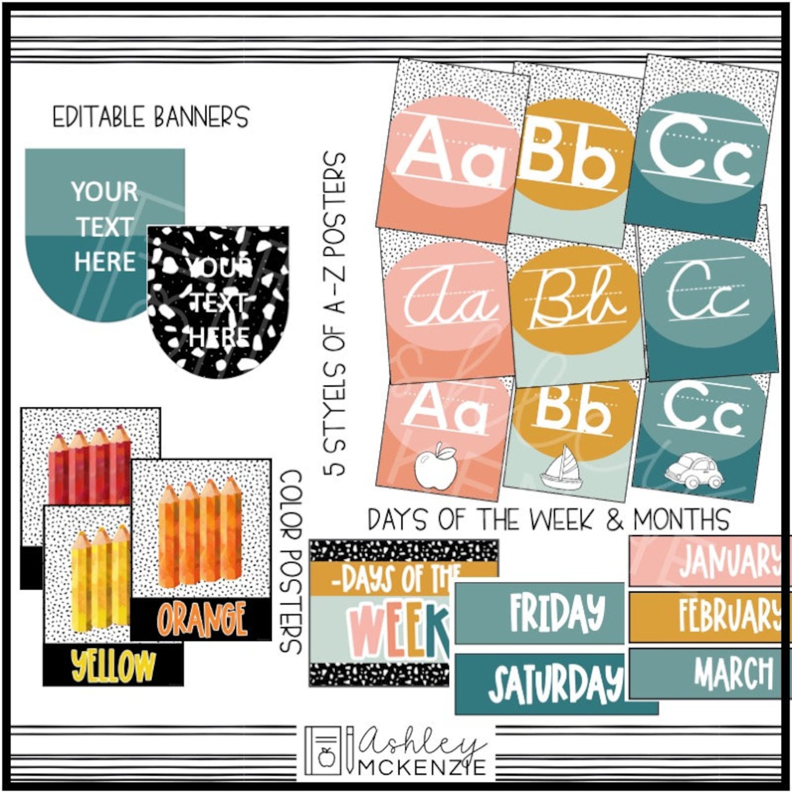 Calm Terrazzo Classroom Decor Bundle Editable Calm Colors - Etsy