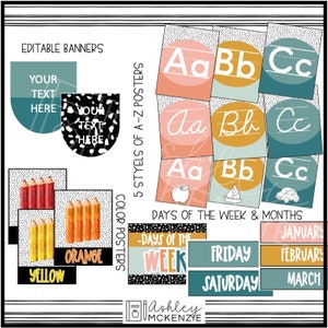 Calm Terrazzo Classroom Decor Bundle Editable Calm Colors Decor Pastel ...