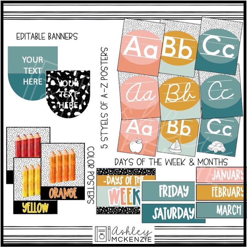 Calm Terrazzo Classroom Decor Bundle Editable Calm Colors - Etsy