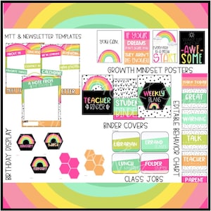 Rainbow Brights Classroom Decor Bundle, Bright Class Theme, Easy and ...