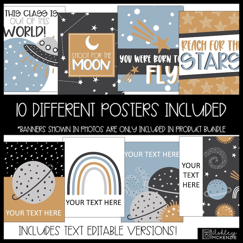 Space Classroom Posters, Easy and Modern Classroom Decorations, Text ...