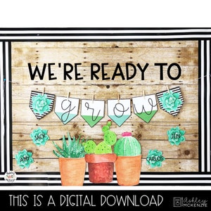 Watercolor Succulent Back to School Bulletin Board or Classroom Door ...