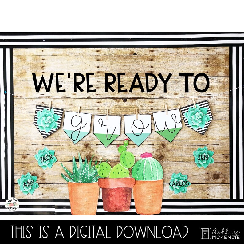 Watercolor Succulent Back to School Bulletin Board or - Etsy