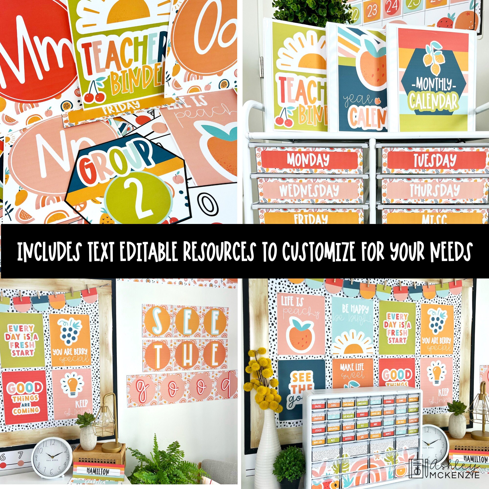 Modern Fruit Themed Classroom Decor Bundle Editable Back to School ...