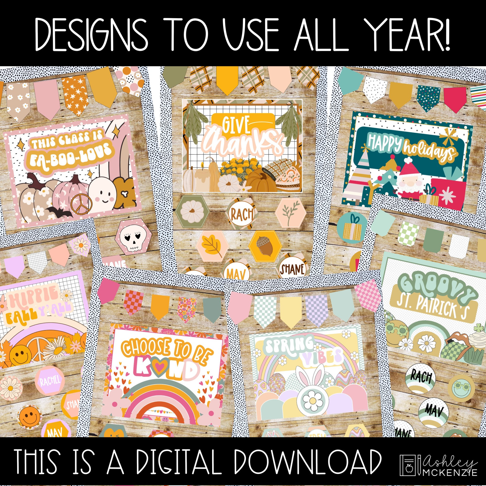Seasonal Classroom Door Decor Kits Bundle #2, Holiday Door Decorating ...