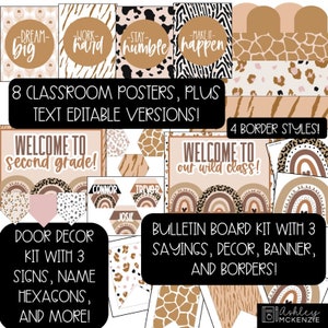 Animal Print Classroom Decor Boho Back to School Bulletin Board ...