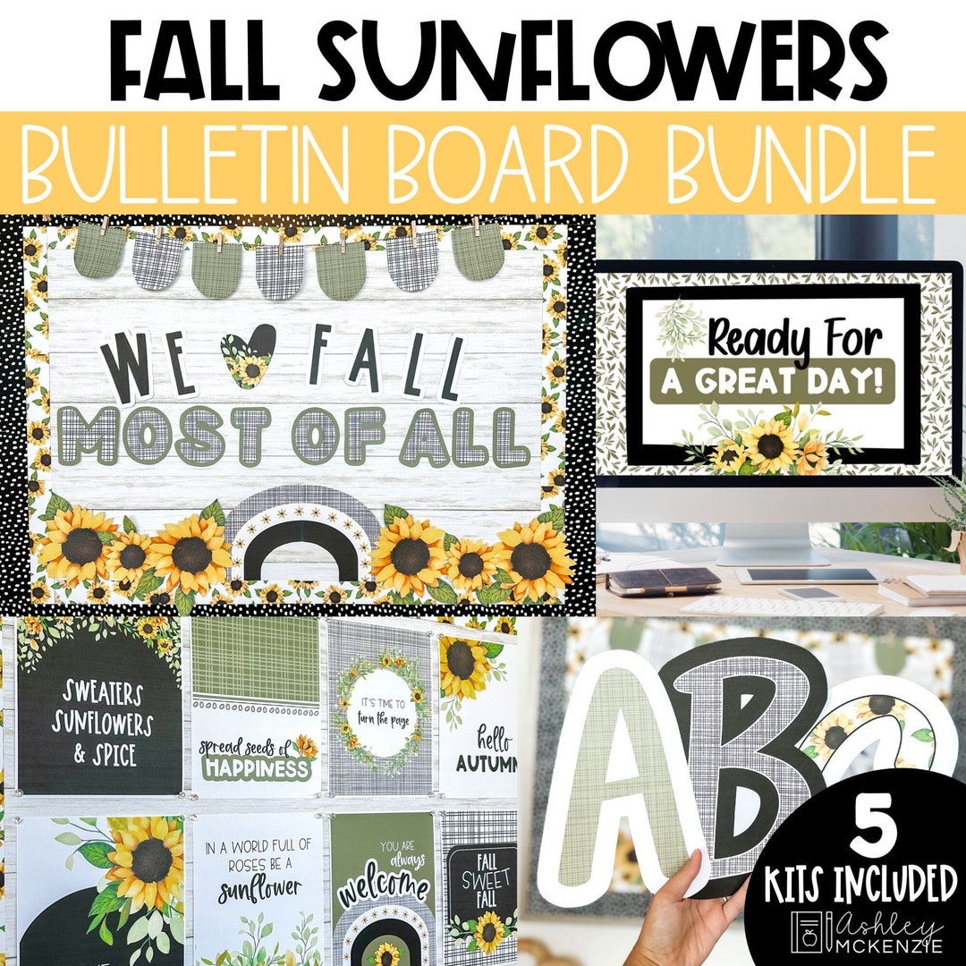 Fall Sunflowers Classroom Decor, Bulletin Board Kit, Classroom Posters ...
