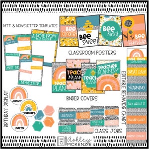 Honey Bee Classroom Decor Bundle, Easy and Modern Classroom Decorations ...