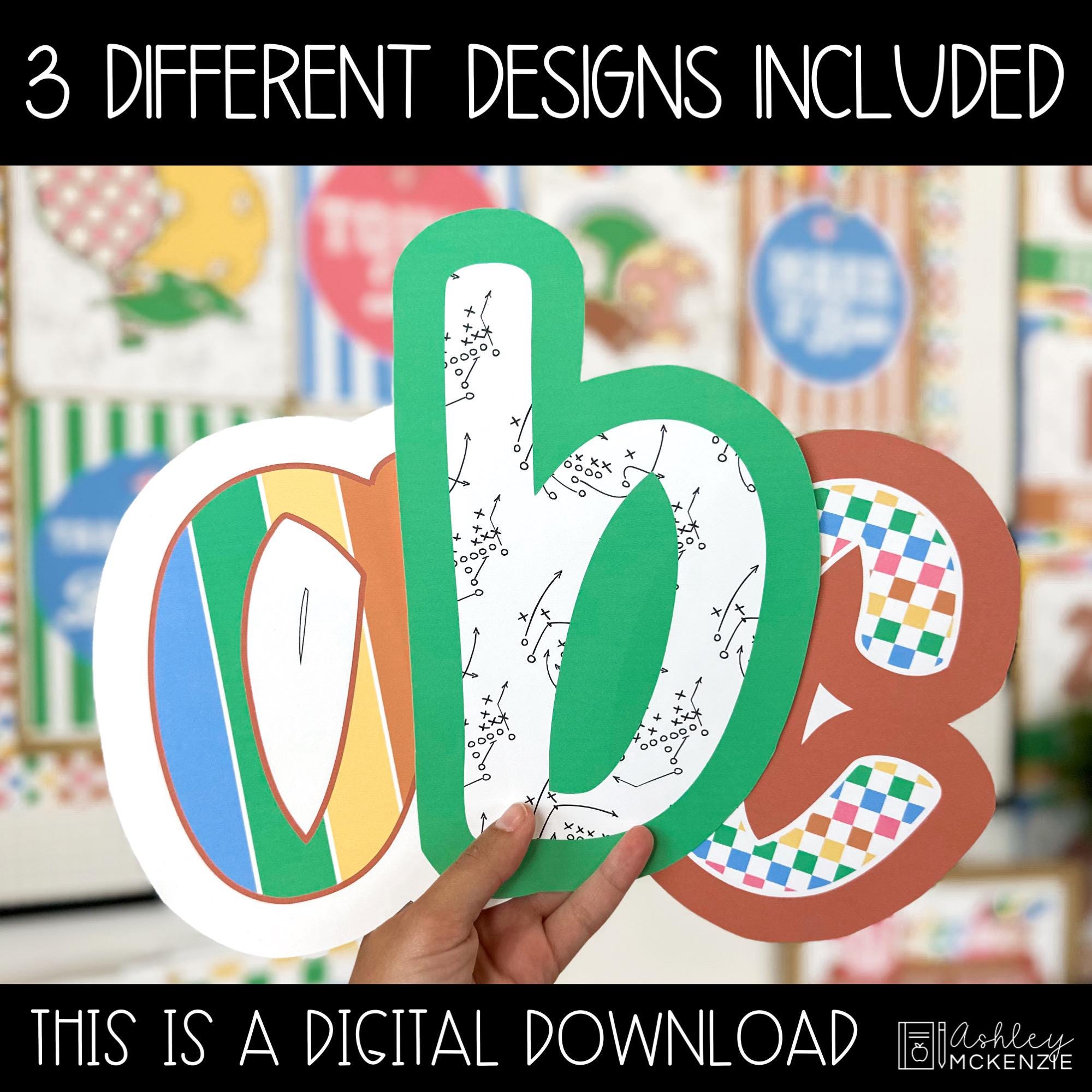Sports Bulletin Board Letters, A-Z Primary Font, Punctuation, and ...