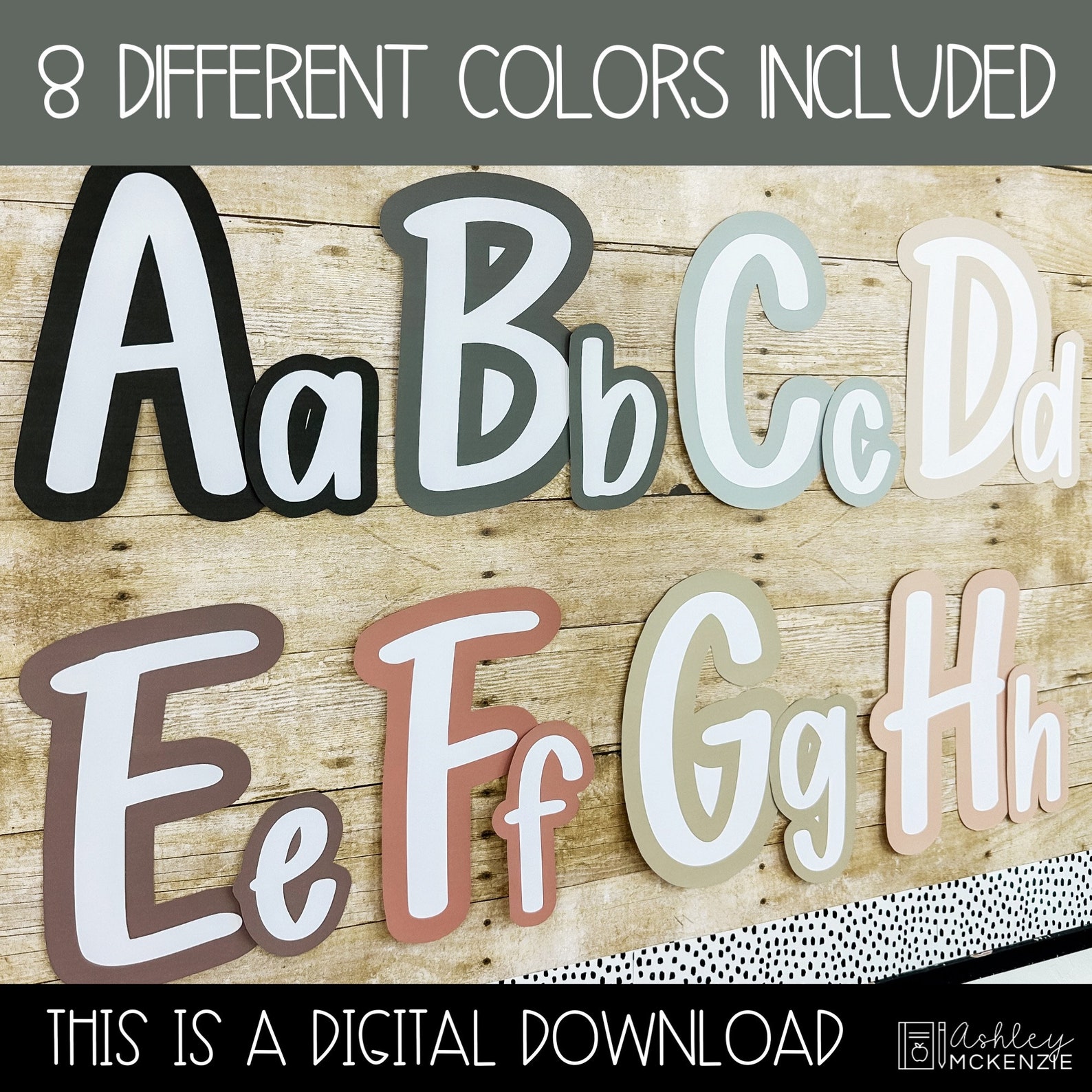 Neutral Color Bulletin Board Letters A-Z Primary Font Printable ...