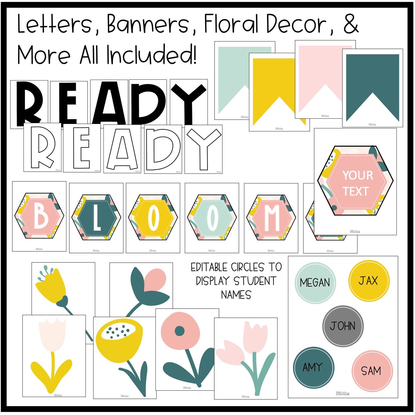 Vintage Floral Blooms Back to School Bulletin Board or - Etsy