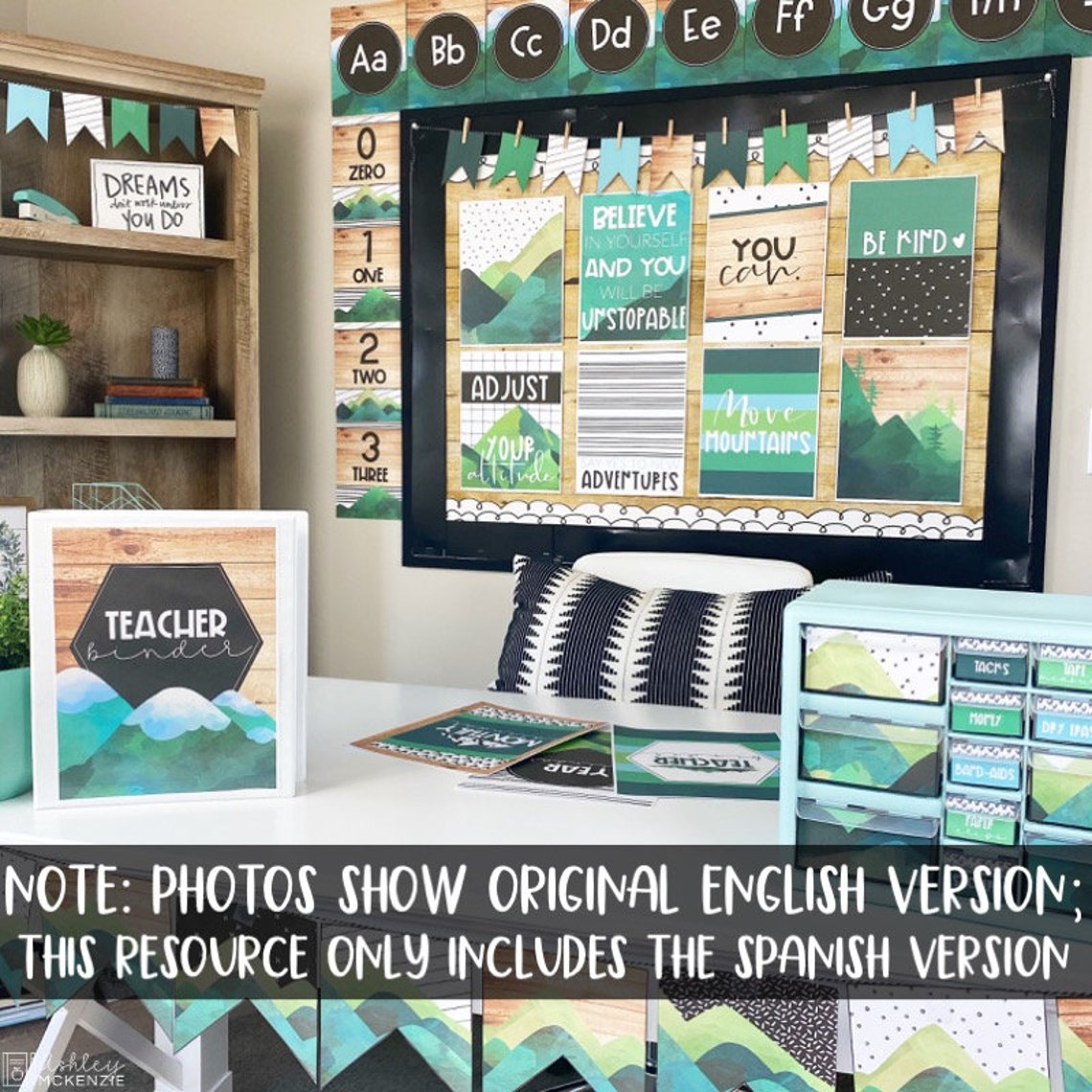 Spanish Scandi Mountains Classroom Decor Bundle Easy and | Etsy