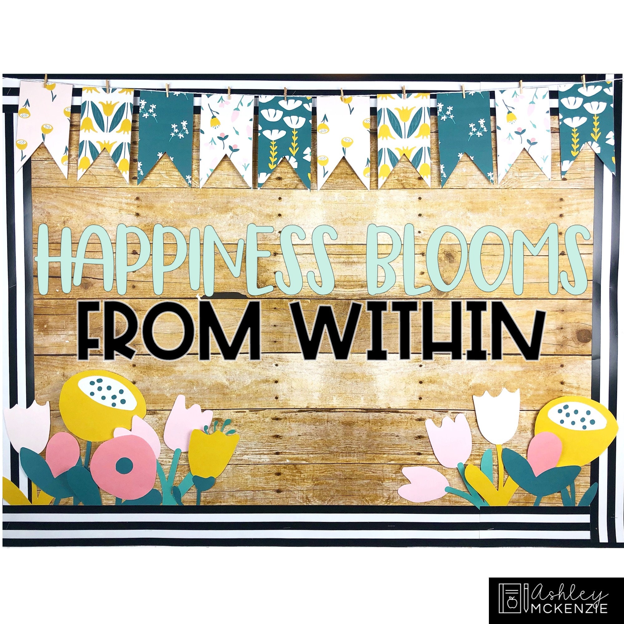 Spring Blooms Bulletin Board March Door Decor, Vintage Flowers Theme ...