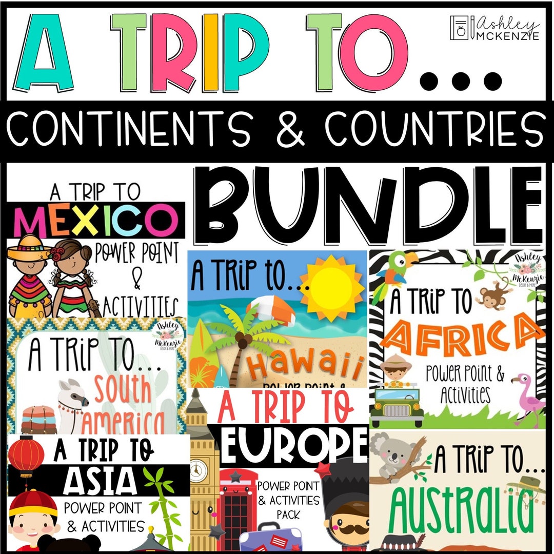 Continents and Countries Bundle, Powerpoint Lessons and Activities Pack ...