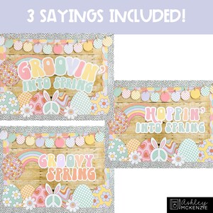 Retro Spring Bulletin Board Kit, Acrostic Poem, Pastel Spring Theme ...