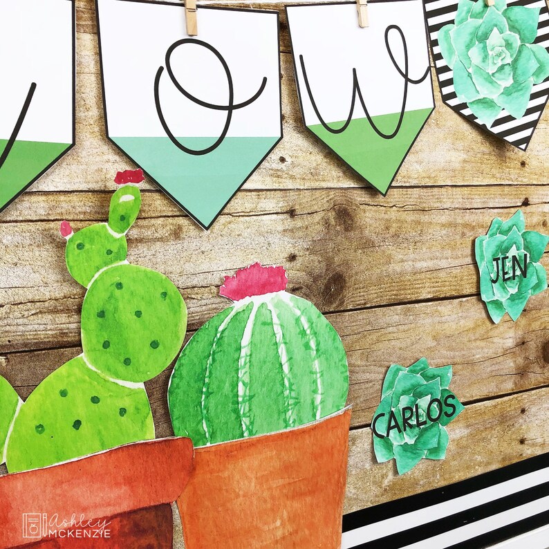 Watercolor Succulent Back to School Bulletin Board or - Etsy