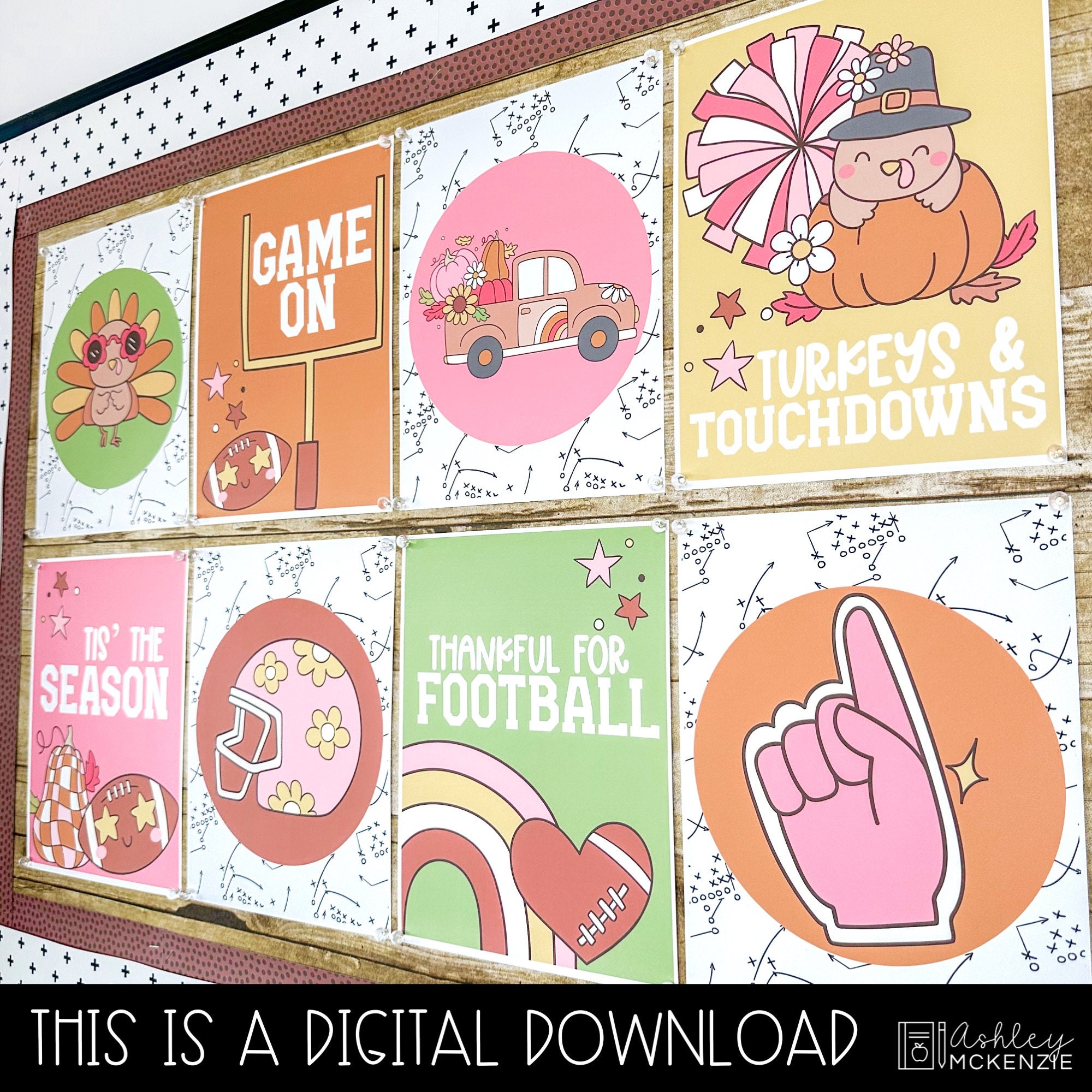 Thanksgiving Bulletin Board Bundle, Football Bulletin Board Kit ...