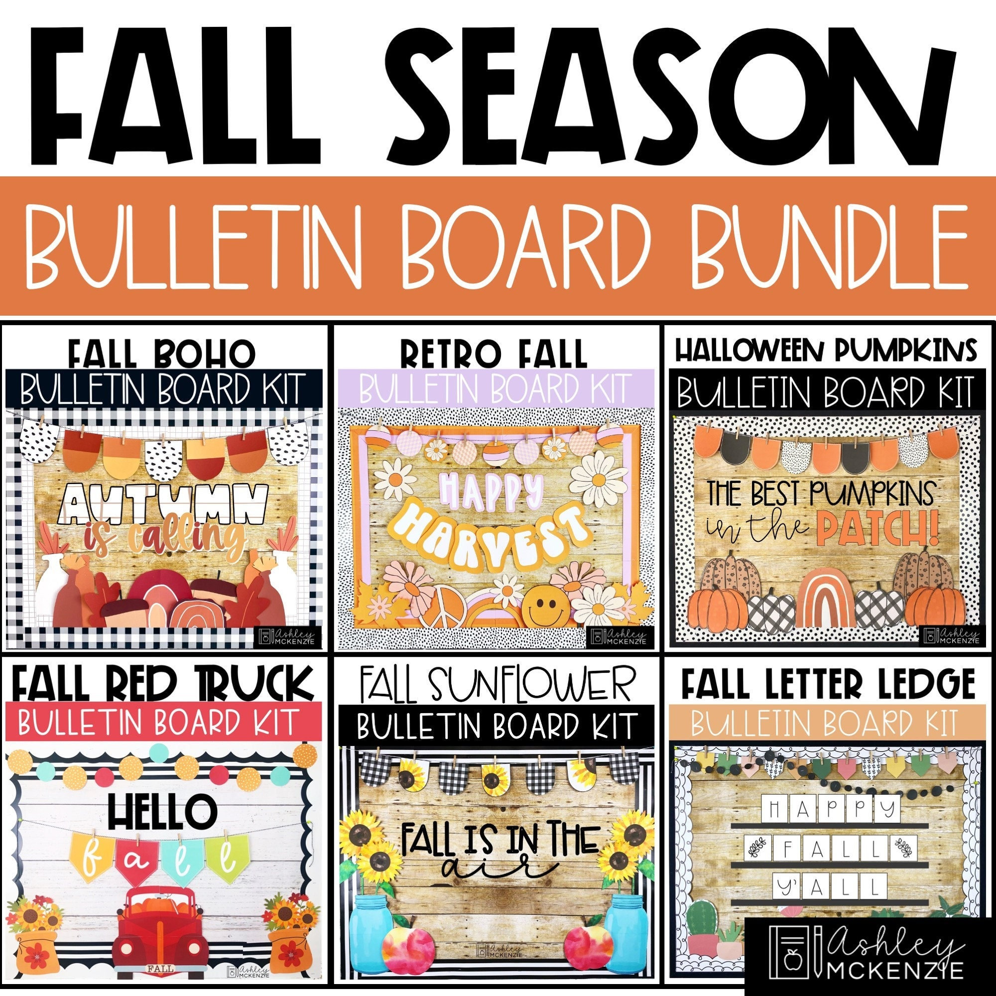 Fall Bulletin Board Kits Bundle, Back to School, Autumn Classroom Decor ...