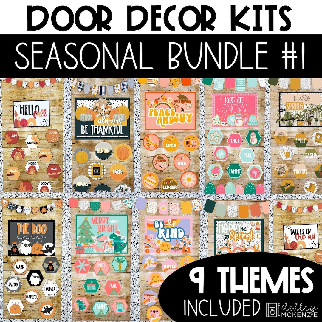 Seasonal Classroom Door Decor Kit Bundle Holiday Classroom Decorations ...