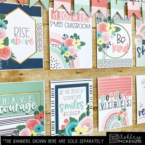 Boho Rainbow Flowers Classroom Posters, Easy and Modern Classroom ...