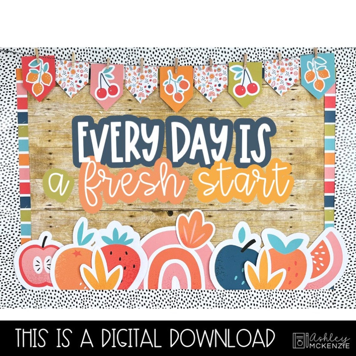 Modern Fruity Back to School Bulletin Board Kit Easy and - Etsy
