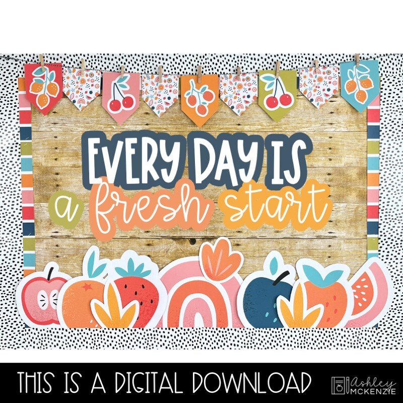 Modern Fruity Back to School Bulletin Board Kit Easy and - Etsy