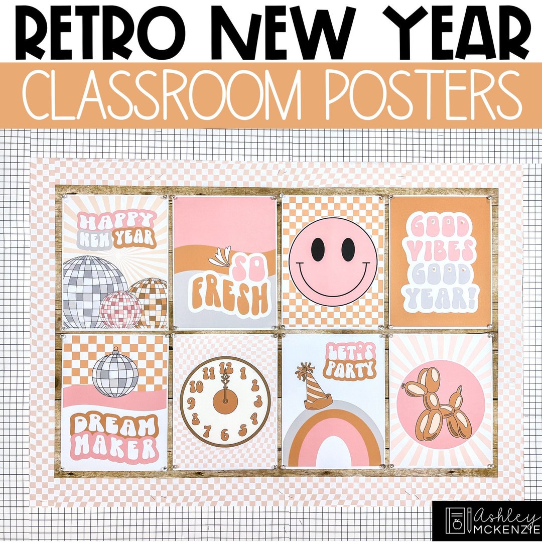 Retro New Year Classroom Posters, Holiday Season Theme, Easy Seasonal ...