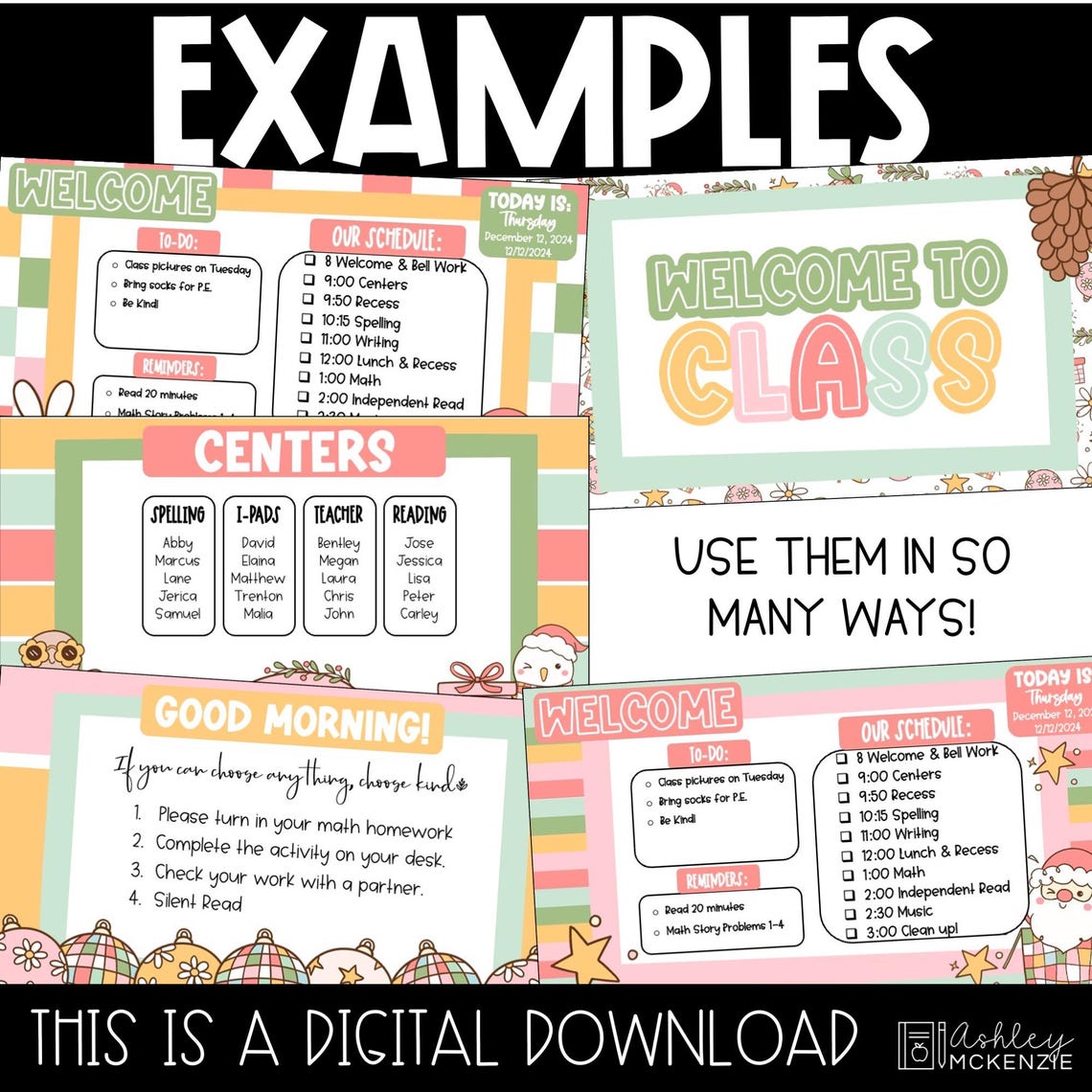 Holly Jolly Christmas Slide Templates, Winter Morning Slides, December ...