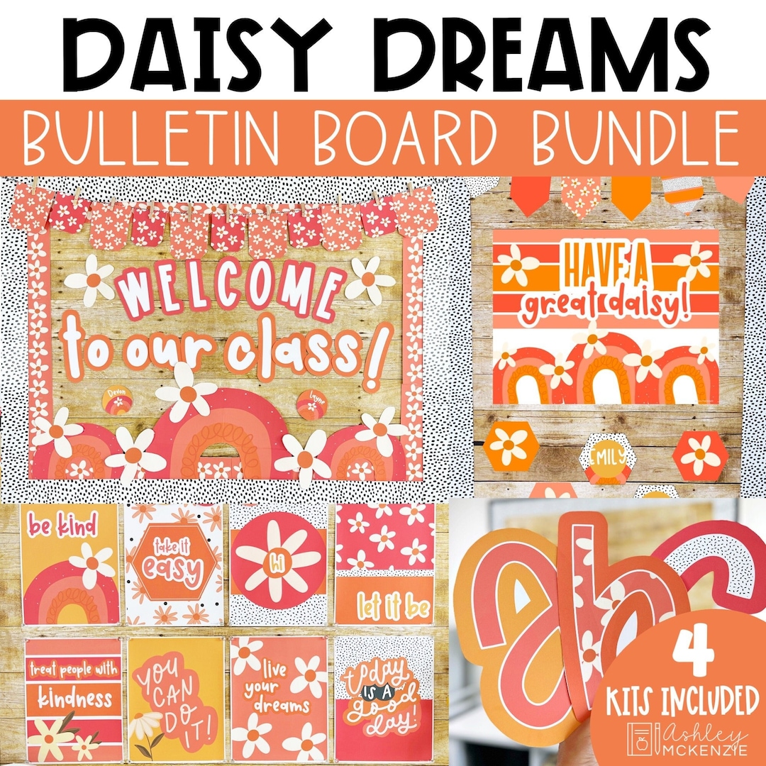 Daisy Themed Back to School Classroom Decor, Bulletin Board Kit ...