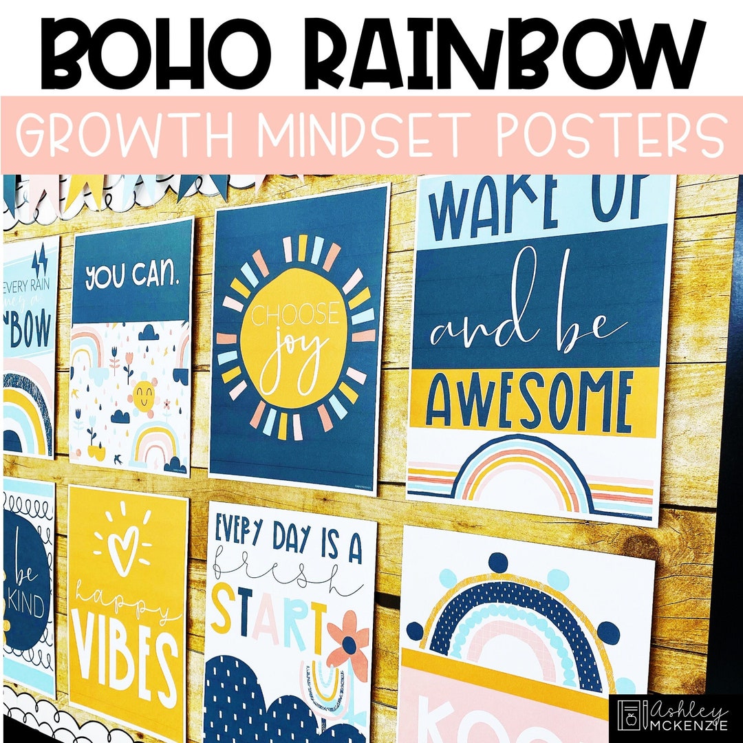 Boho Rainbow Classroom Posters, Easy and Modern Classroom Decorations ...