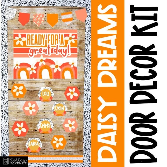 Daisy Themed Classroom Door Decor Kit Back to School Easy - Etsy