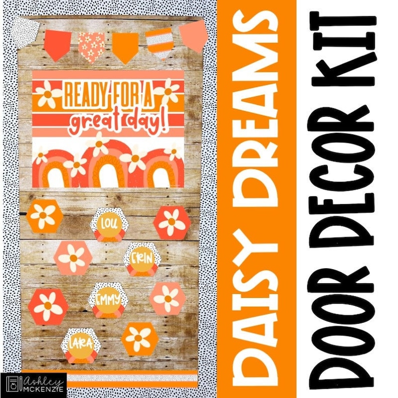 Daisy Themed Classroom Door Decor Kit Back to School Easy - Etsy